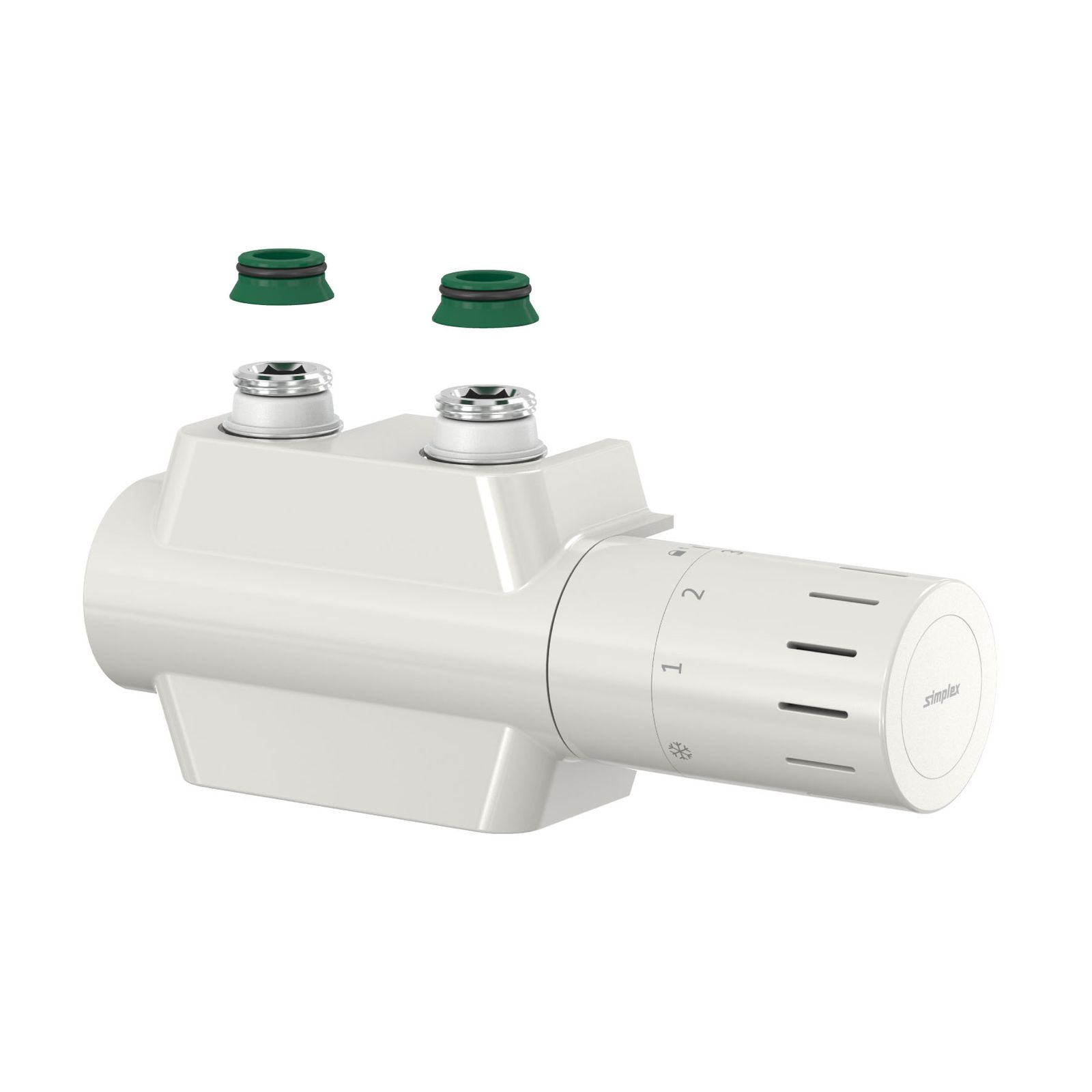 Flamco Einrohr-Ventilarmatur VARIODESIGN weiß, mit Thermostatkopf und ...